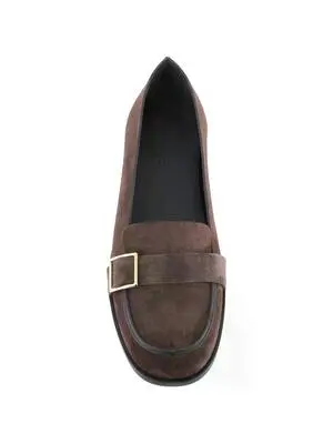 DEL CARLO Suede Loafers With Buckle Detail