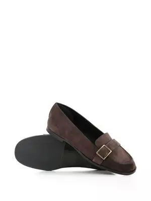 DEL CARLO Suede Loafers With Buckle Detail