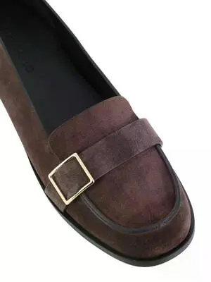 DEL CARLO Suede Loafers With Buckle Detail
