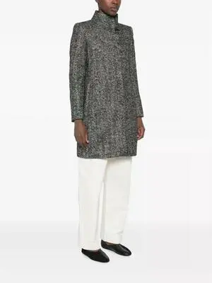 FAY Herringbone Pattern Funnel-neck Coat