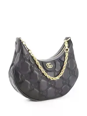 Gucci Half Moon Hobo Gg Matelasse Leather Small Crossbody Bag - Black