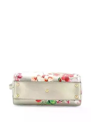 Gucci Bamboo Shopper Blooms Print Leather Mini Tote Bag - Gold
