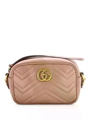 Gucci Gg Marmont Shoulder Bag Matelasse Leather Mini Crossbody Bag - Brown