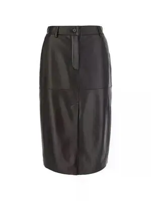 P.a.r.o.s.h Panelled Leather Skirt - Black