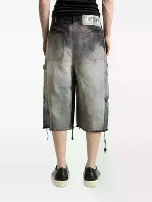 SATOSHI NAKAMOTO Danny's Carpenter Stud-embellished Distressed Shorts