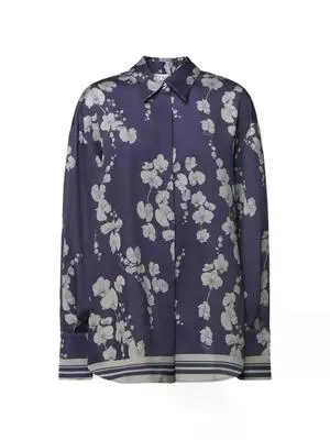 GENNY Floral-print Silk-satin Shirt - Purple