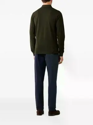 HACKETT LONDON Logo-embroidered Long-sleeve Polo Shirt
