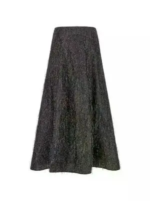 Peserico Metallic Yarn Frayed Midi Skirt - Grey