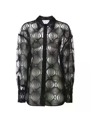 GENNY Sequin-embellished Floral-lace Shirt - Black