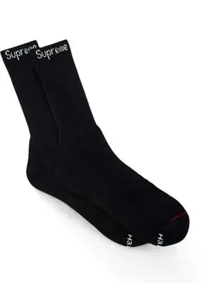 Supreme Logo-print Crew Socks - Black