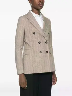 CIRCOLO 1901 Double-breasted Herringbone Jacket - Neutrals
