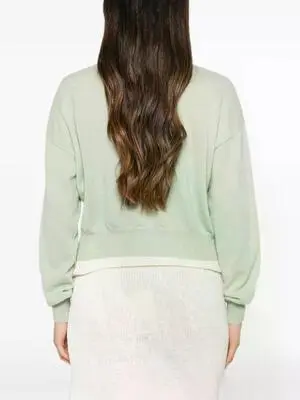 TWINSET Crew Neck Long Sleeve Sweatshirt With Ribbed Trim