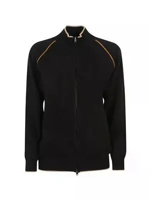 Kiton Contrast Trim Zip-up Cardigan - Black