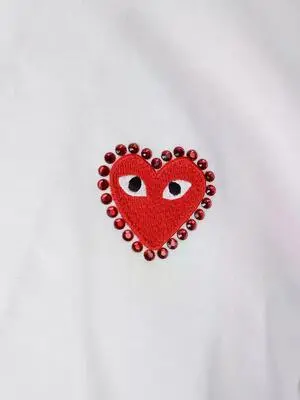 Play Comme Des Garcon Rhinestone-embellished Embroidered T-shirt