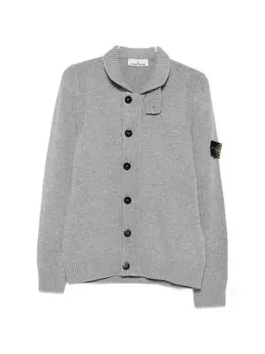 Stone Island Logo-patch Button-up Sweater - Grey