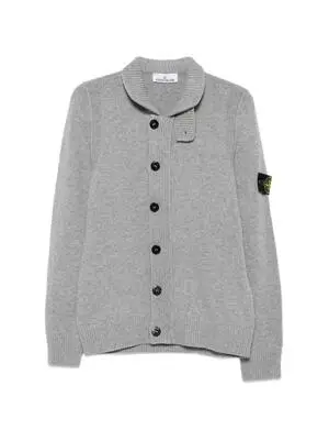 Stone Island Logo-patch Button-up Sweater - Grey