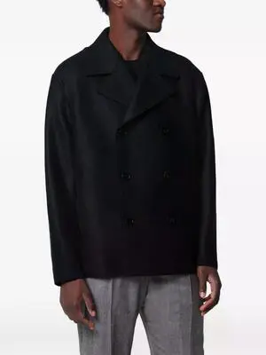 Harris Wharf London Double-breasted Oversized Peacoat - Black