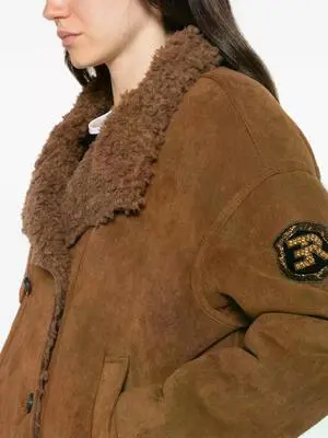 ERMANNO FIRENZE Double-breasted Coat With Logo Patch
