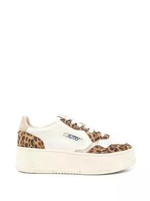 AUTRY Medalist Leopard-print Leather Sneakers - White