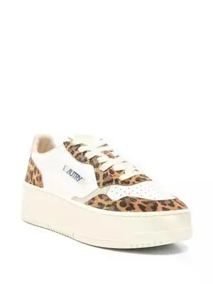 AUTRY Medalist Leopard-print Leather Sneakers - White