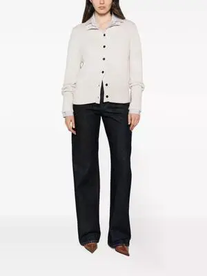 HUGENBERG Ribbed-knit High-neck Cardigan
