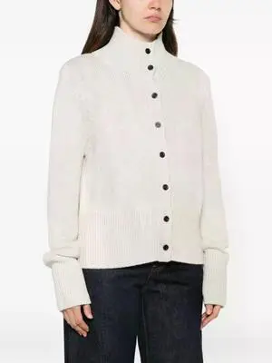 HUGENBERG Ribbed-knit High-neck Cardigan