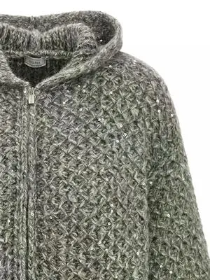 Peserico Sequin-embellished Hooded Cardigan