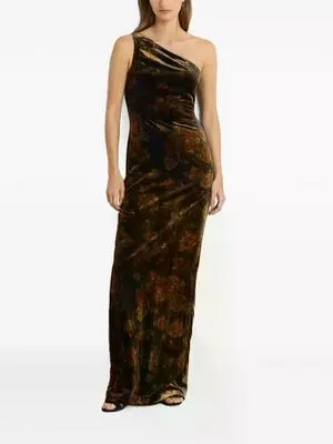Ralph Lauren One-shoulder Floral Print Maxi Dress - Brown