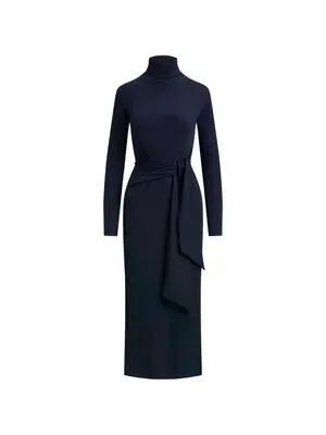 Ralph Lauren Tie-front Turtleneck Midi Dress - Blue