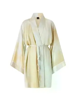 Pinko Gradient Satin Kimono With Belt - Yellow