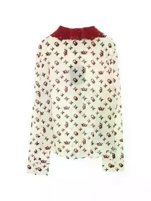 LOUIS VUITTON Monogram-pattern Long-sleeve Silk Blouse