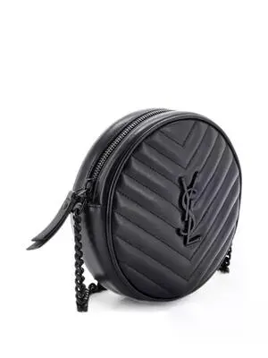 Saint Laurent Vinyle Round Camera Bag Matelasse Chevron Leather Crossbody Bag