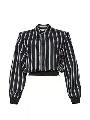 Attico Vertical-stripe Cropped Shirt - Blue