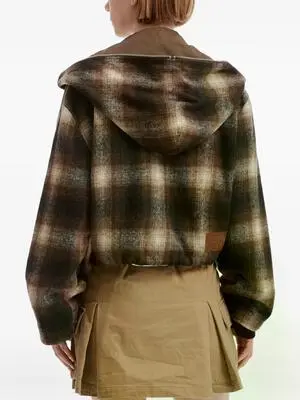 Izzue Check-pattern Heart-patch Cropped Jacket