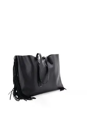 Saint Laurent Fringe Shopper Leather Large Tote Bag