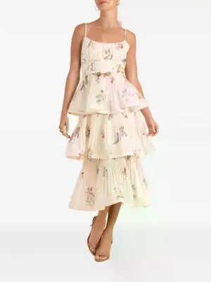 Zimmermann Pleated Tiered Midi Dress