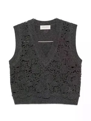ERMANNO FIRENZE Floral-lace Gilet - Grey