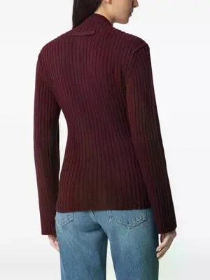 Victoria Beckham Ribbed Knit Crew Neck With Side Slits