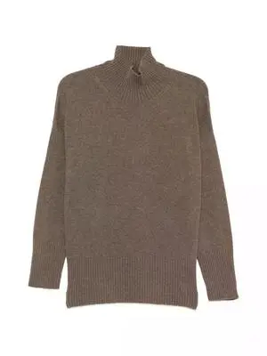 ROBERTO COLLINA Ribbed-trim High-neck Sweater - Brown