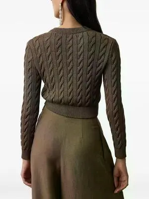 Polo Ralph Lauren Cable-knit Silk Cropped Cardigan - Brown