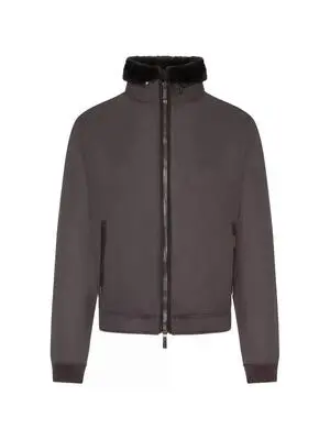 MOORER Zip-up Shearling Collar Jacket