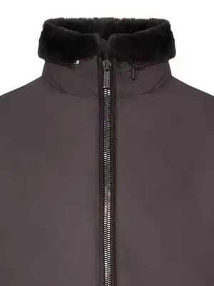 MOORER Zip-up Shearling Collar Jacket