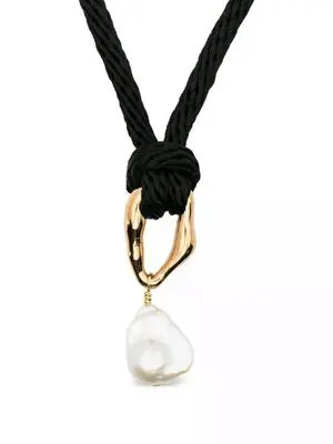 FORTE_FORTE Black Pearl Pendant Cord Necklace