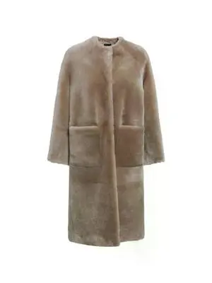 BLANCHA Shearling Collarless Coat