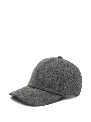 Brunello Cucinelli Monili Embellished Tweed Baseball Cap - Grey