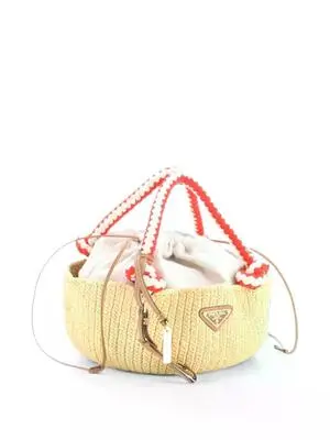 Prada Basket Crochet Raffia Small Tote Bag