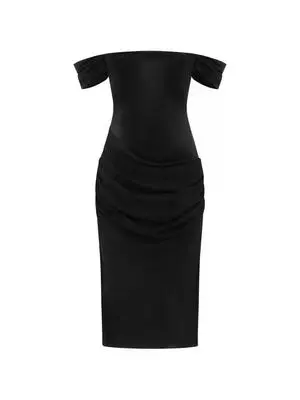 Alex Perry Off-shoulder Draped Midi Dress - Black