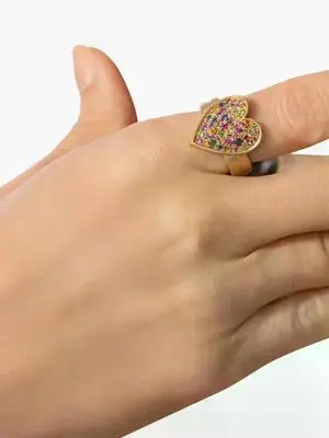 LEIGH MAXWELL 18k Yellow Multi-stone Heart Ring