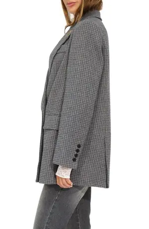 BELLE & BLOOM Double Breasted Plaid Wool Blend Blazer