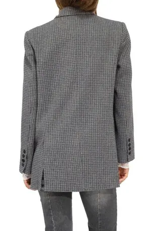 BELLE & BLOOM Double Breasted Plaid Wool Blend Blazer - Blue